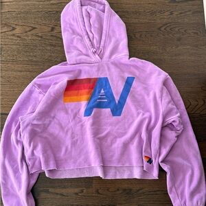 Aviator Nation | Tops | Aviator Nation Neon Purple Cropped Logo Hoodie ...